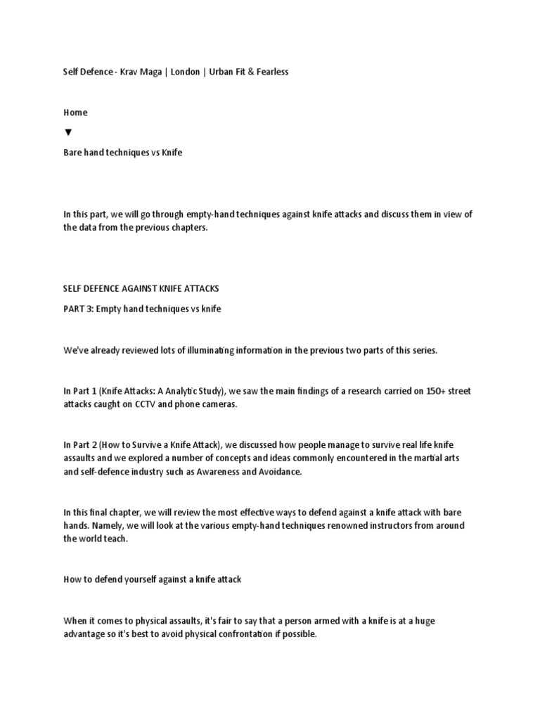 Knife Defense With Empty Hand | PDF