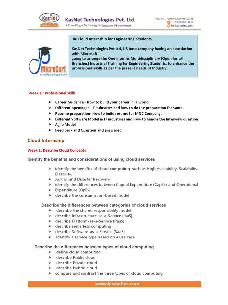 Cloud Internship: Week 1: Professional Skills | PDF | Cloud Computing ...