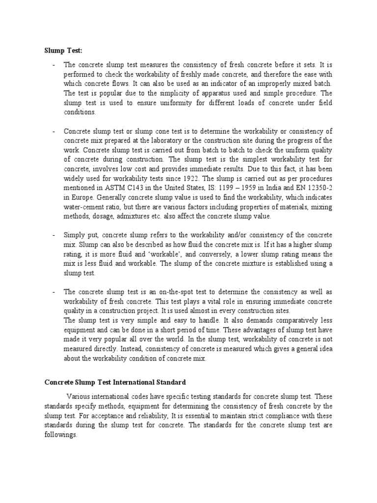 Slump Test REPORT | PDF | Concrete | Building Materials