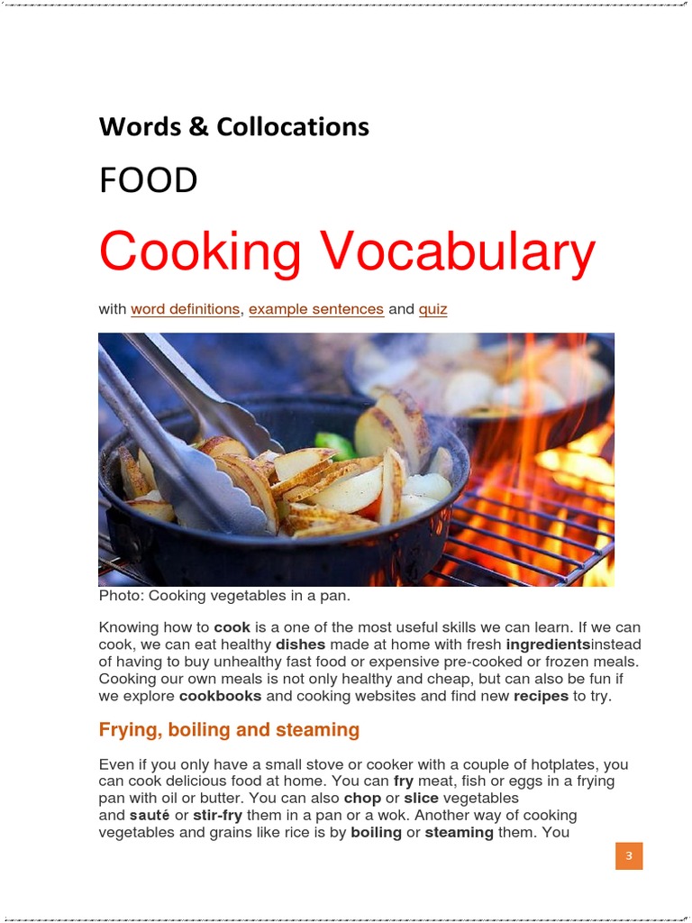 Cooking and Kitchen Vocabulary Guide | PDF | Hors D'oeuvre | Menu