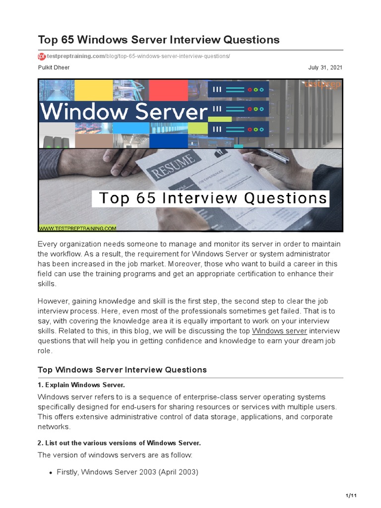Top 65 Windows Server Interview Questions | PDF | Active Directory | Group Policy
