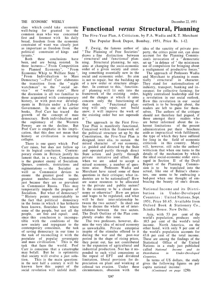 Functional Versus Structural Planning | PDF | Socialism | Economies