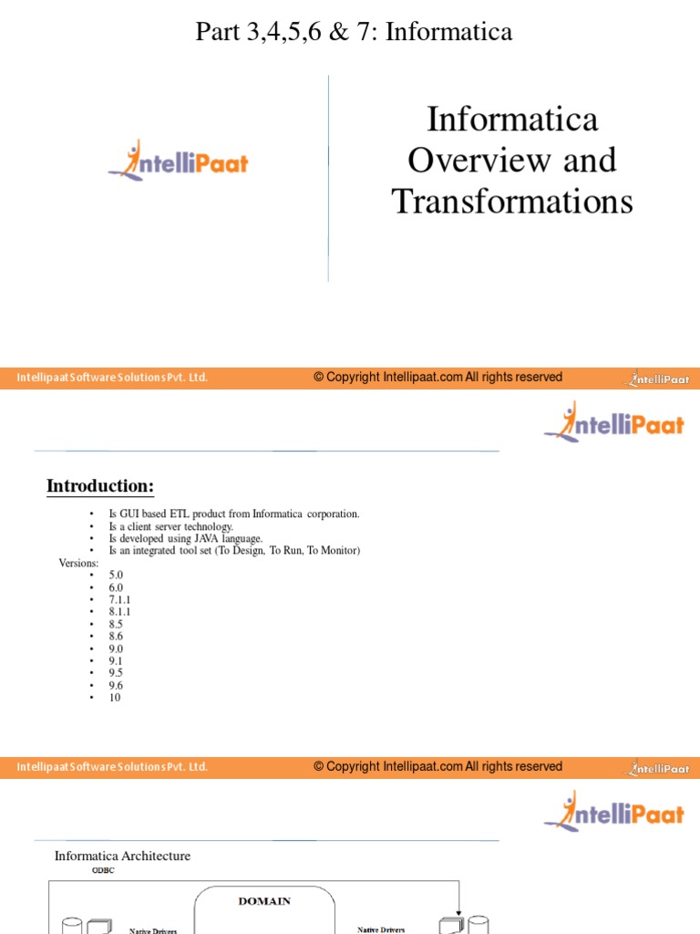 Part 3,4,5,6 & 7: Informatica: Informatica Overview and Transformations ...