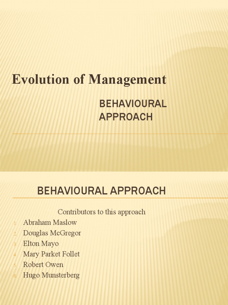 Evolution of Management: Behavioural Approach | PDF | Motivational ...