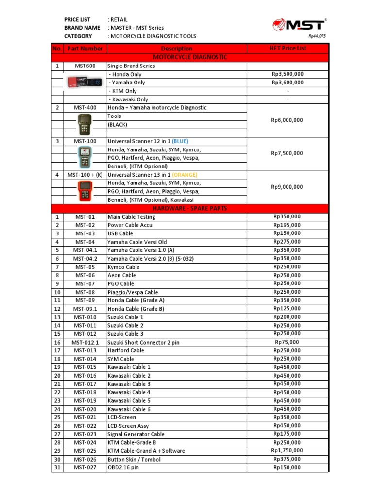 Price List Mst-Master-User-September 2020 | PDF | Motorcycling | Motor ...