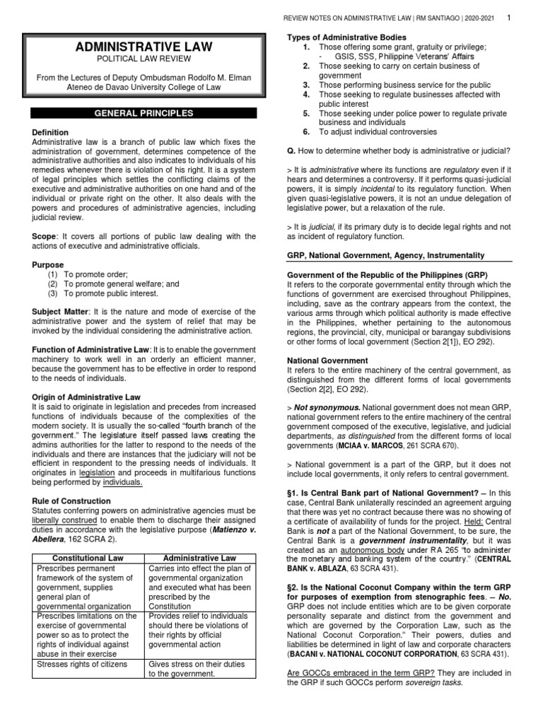 Administrative Law: General Principles | PDF | Jurisdiction ...