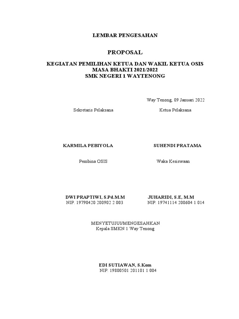 Proposal Pemilihan Osis 2021 | PDF | Kesehatan Holistik