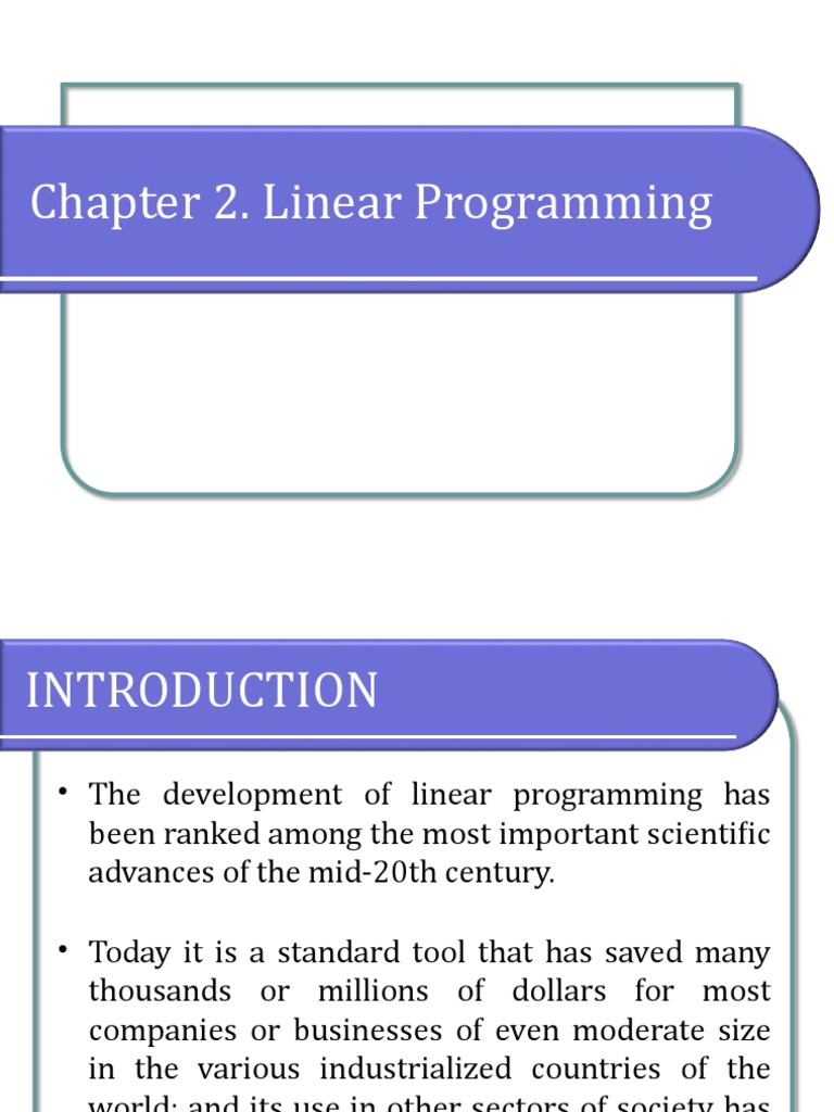Chapter 2 Linear Programming | PDF | Linear Programming | Mathematical ... Chapter 2 Linear Programming | PDF | Linear Programming | Mathematical ...