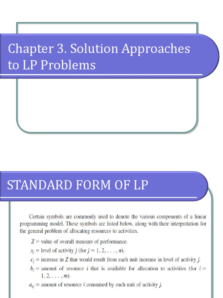 Chapter 3 Solution Approaches To LP Problems | PDF | Linear Programming ...