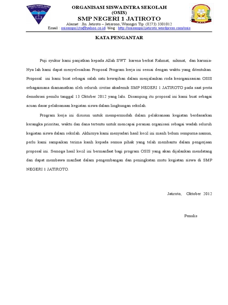 Contoh Proposal Program Kerja Osis | PDF