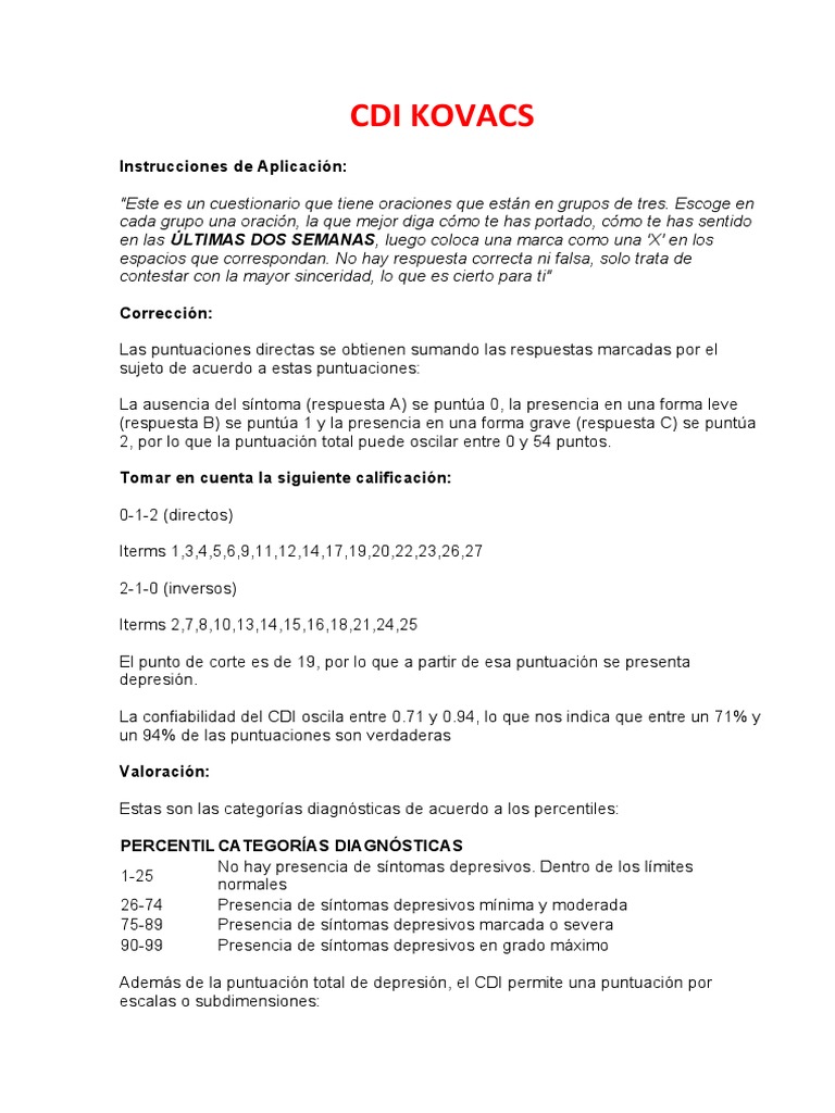 Guía de aplicación e interpretación del Cuestionario de Depresión ...