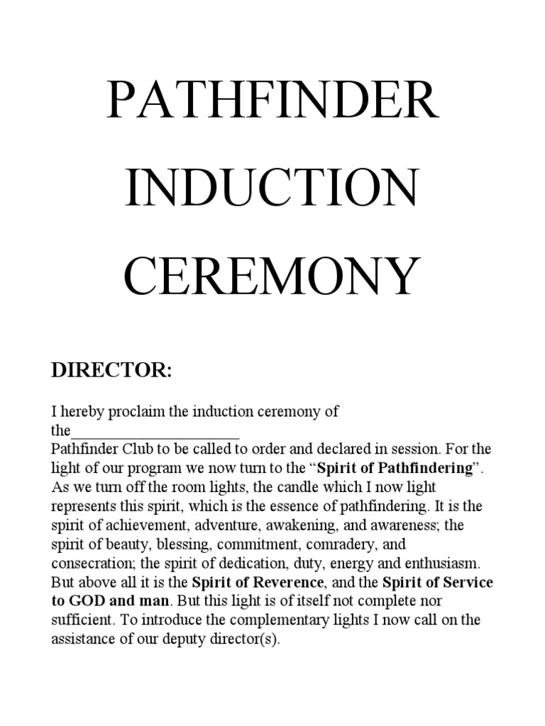 Pathfinder Induction Ceremony Script | PDF | Religious Belief And ...