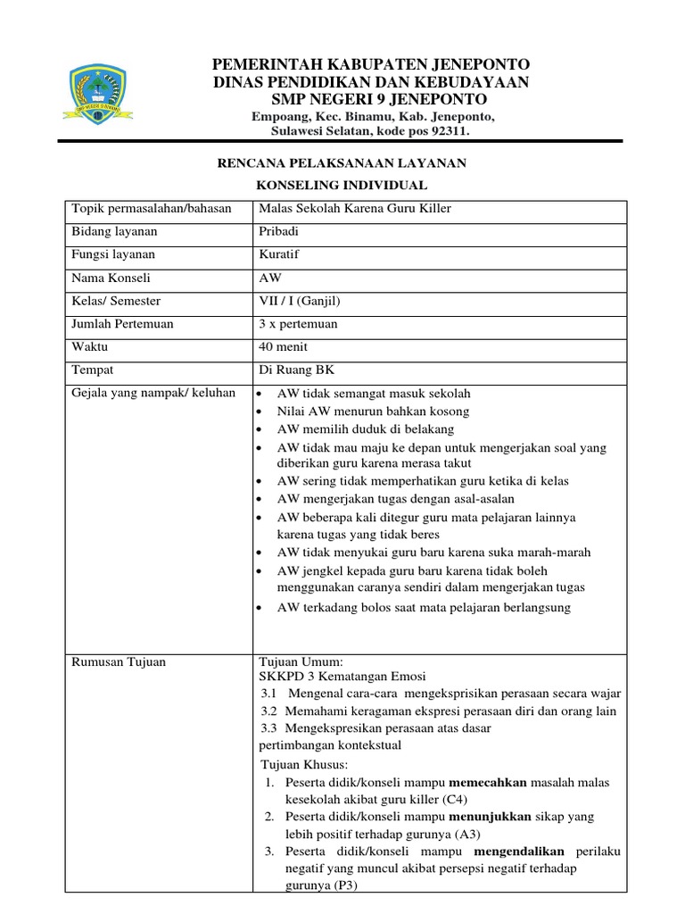 RPL Konseling Individu | PDF