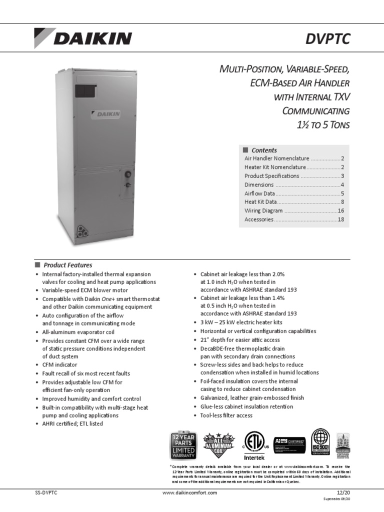 DVPTC: Multi-Position, Variable-Speed, ECM-Based Air Handler With ...