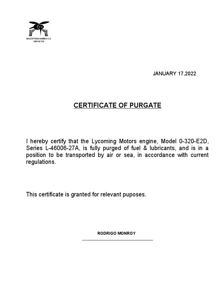Certificate of Purgate | PDF