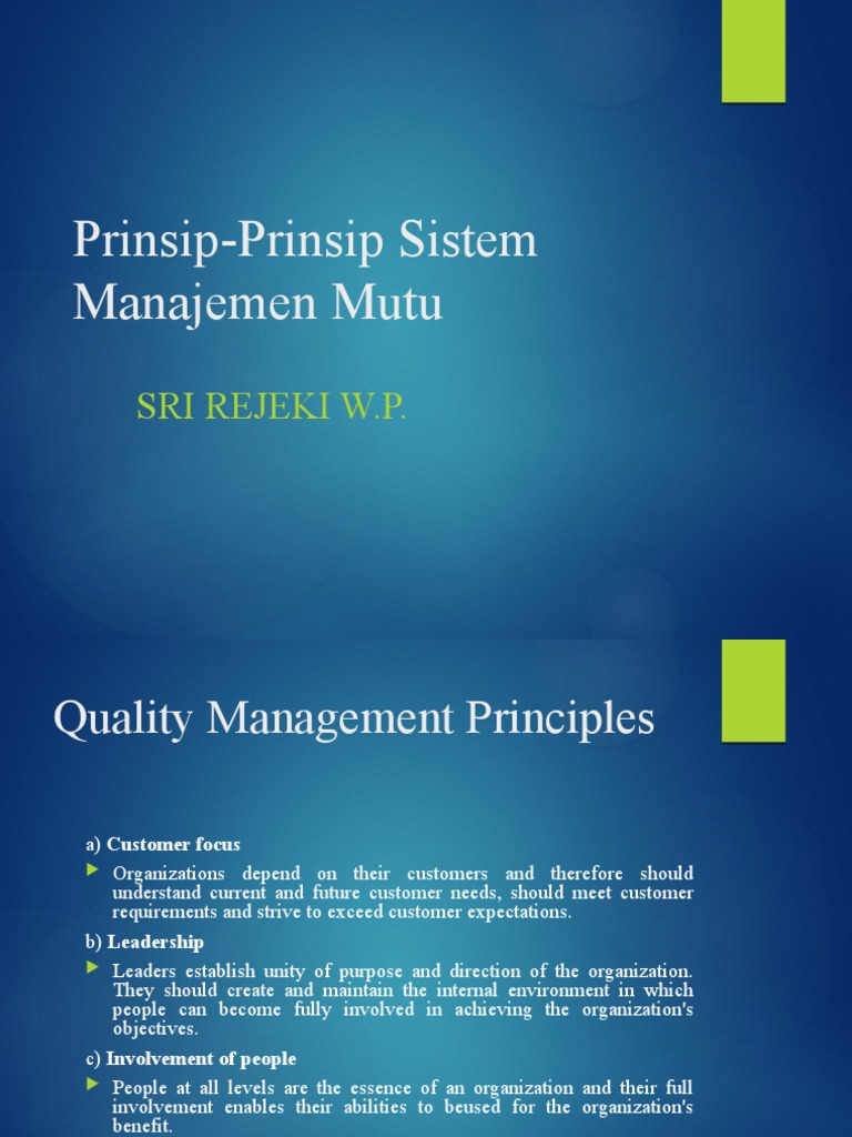 Prinsip-Prinsip Sistem Manajemen Mutu | PDF | Quality Management ...