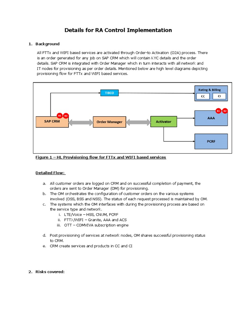 Details For RA Control Implementation: 1. Background | PDF | Customer ...
