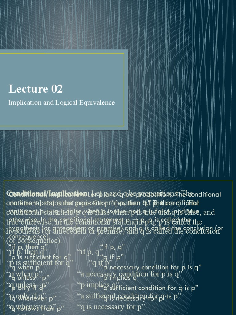 Lecture 02 Logical Implication & Equivalence and Rules of Inference | PDF | Logical Consequence ...
