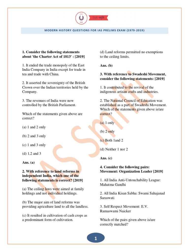 Modern PYQ | PDF | British Raj | Indian National Congress