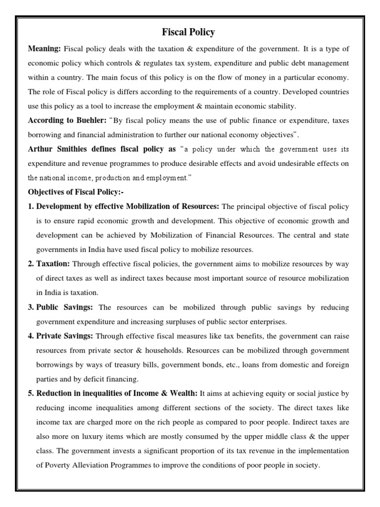 Fiscal Policy | PDF | Fiscal Policy | Taxes