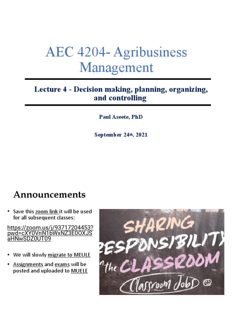 Lecture 4 - Decision Making, Planning, Organizing, and Controlling ... Lecture 4 - Decision Making, Planning, Organizing, and Controlling ...