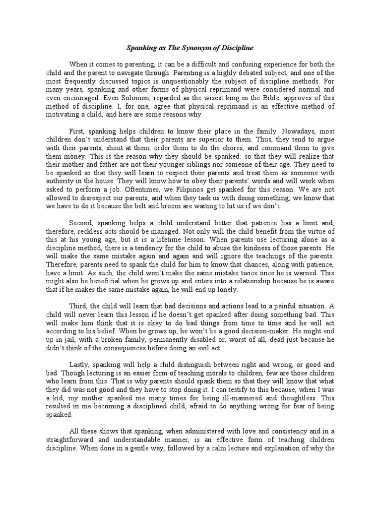 A Case for Spanking as an Effective Form of Discipline | PDF | Spanking ...