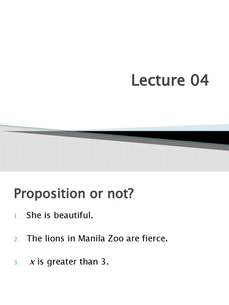 Lecture 04 Propositional Function and Quantifiers | PDF | Grammar | Logic