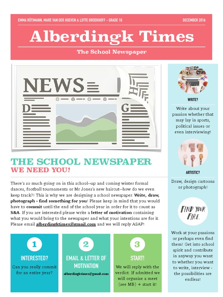 Join Our School Newspaper Team! | PDF