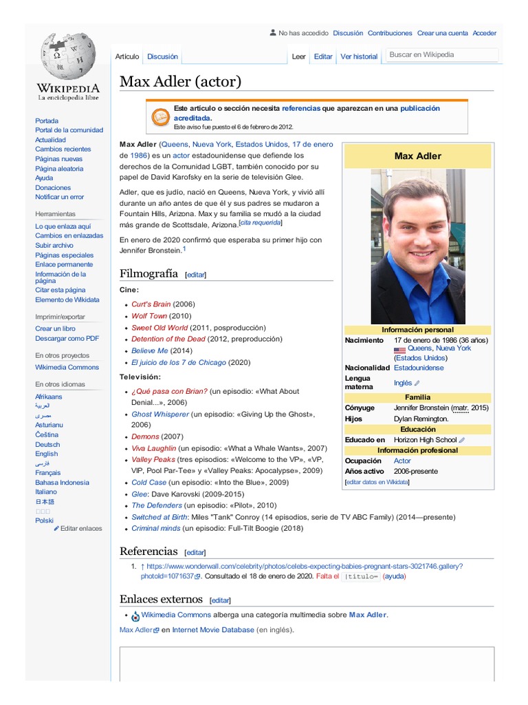 Max Adler (Actor) | PDF | Wikipedia | Sitios web