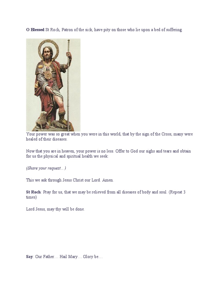 Prayer to St Roch for Healing | PDF | Religion & Spirituality
