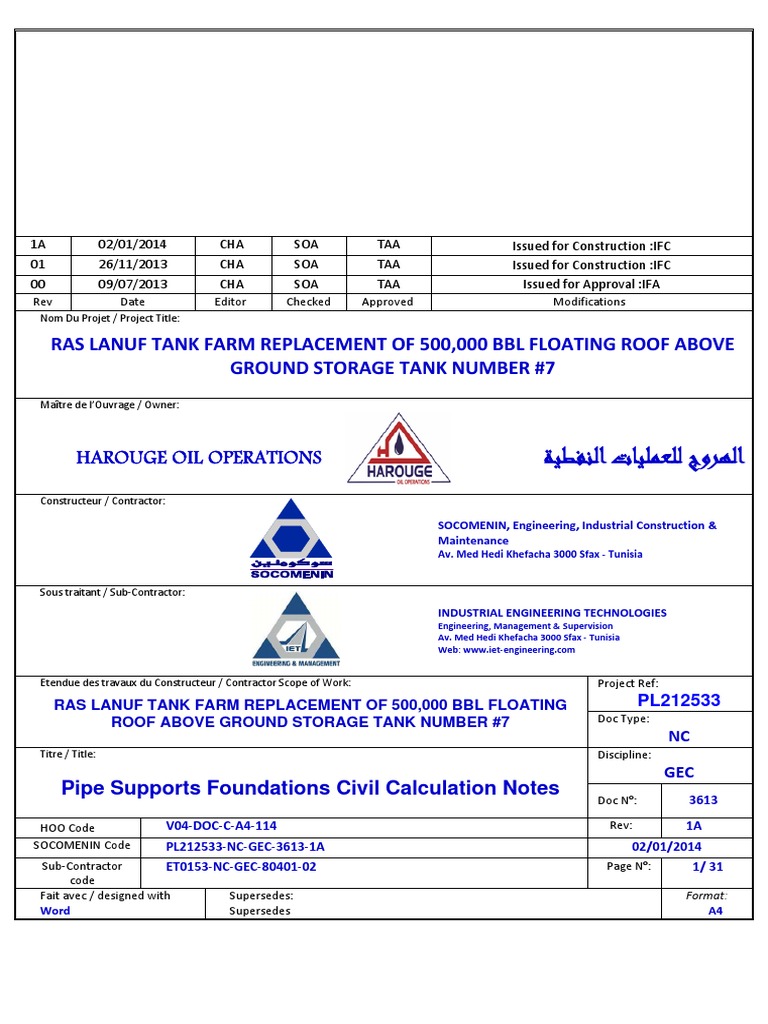 Pipe Support Foundation Calculations | PDF | Stress (Mechanics ...