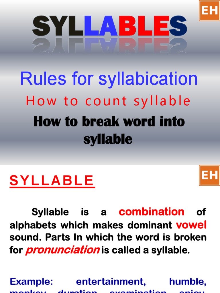 Rules For Syllabication Rules For Syllabication Rules For Syllabication ...