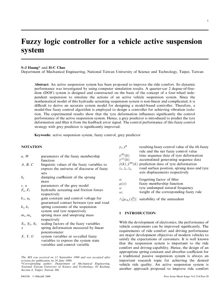 Fuzzy Logic Controller For Vehicle Active Suspension System | PDF ...