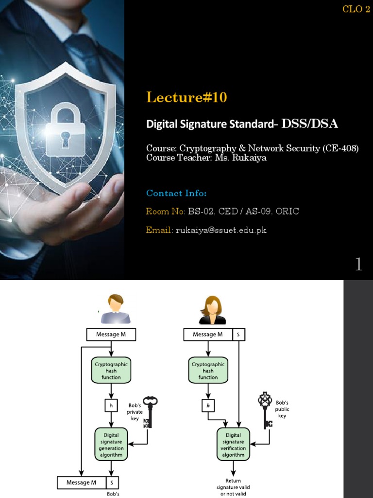 Lecture#10: Digital Signature Standard-DSS/DSA | PDF | Key ...