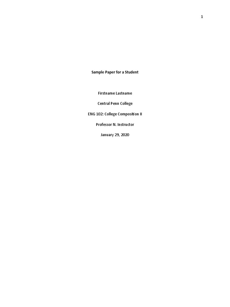 Sample Paper For A Student | Pdf | Paragraph | Apa Style
