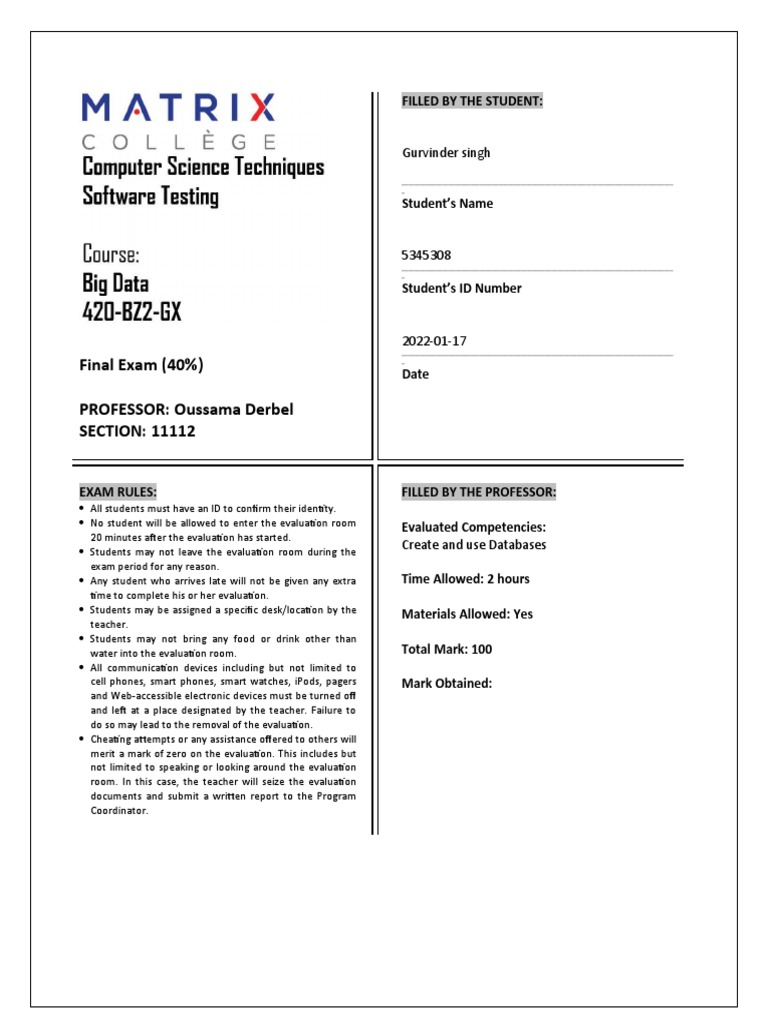 Final Exam Big Data - 11112 | Download Free PDF | Apache Hadoop | Databases