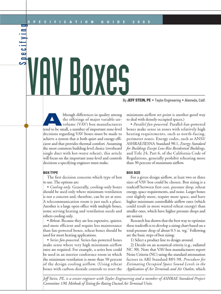 VAV Box Sizing and Selection Guide | PDF | Ventilation (Architecture ...