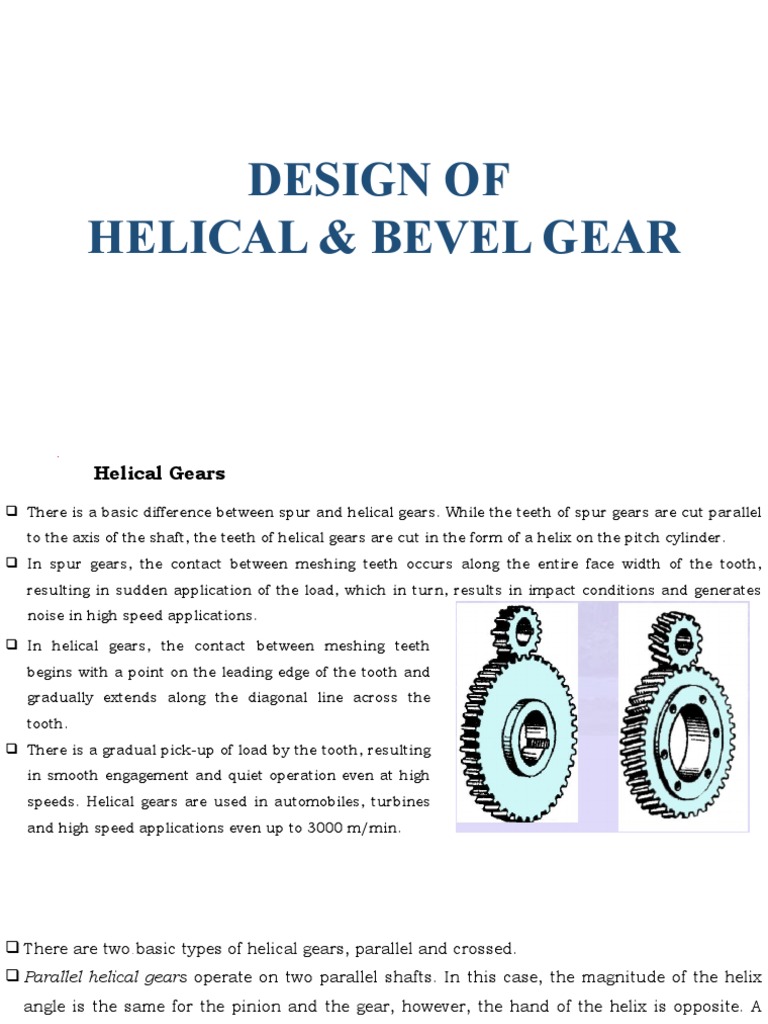 Helical and Bevel Gear Design Overview | PDF | Gear | Geometry