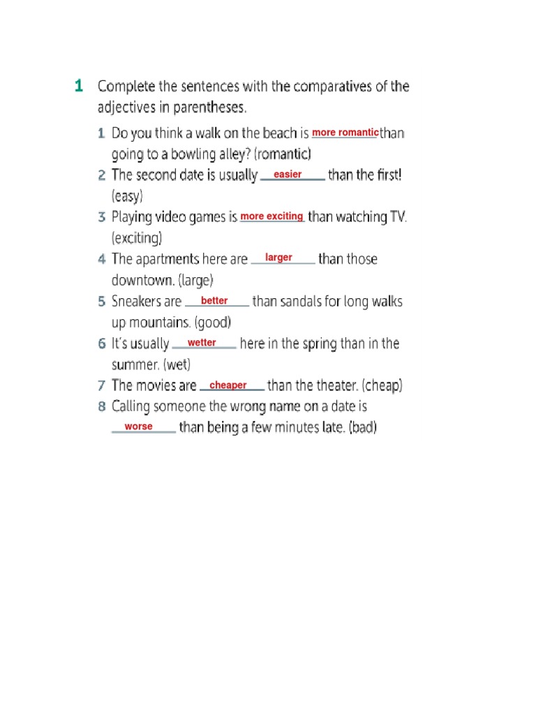 10a Comparative Adjectives, Adjectives To Describe Places | PDF