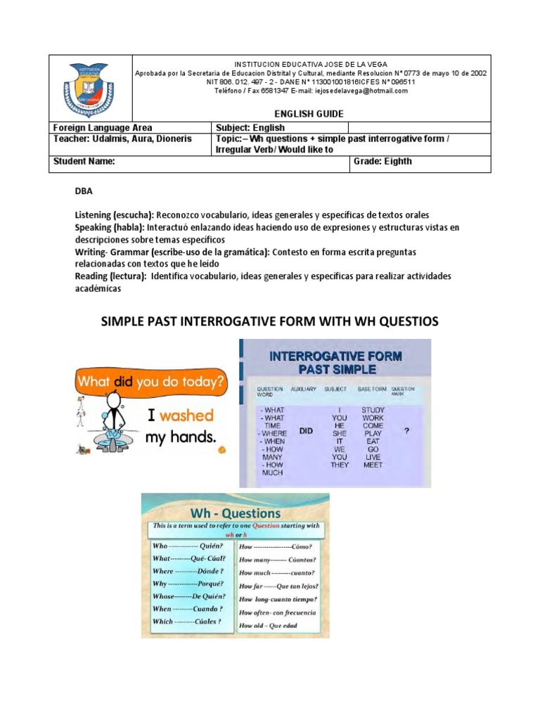 Simple Past Interrogative Form With WH Questios | Download Free PDF ...