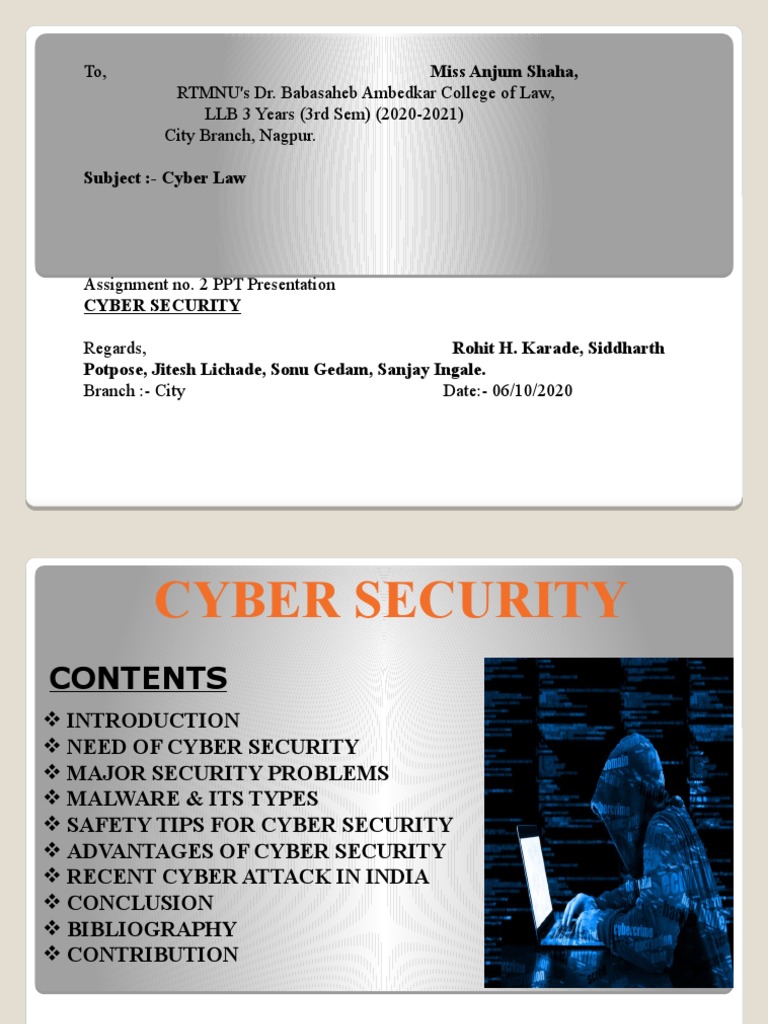 Rohit Karade Cyber Security Presentation | PDF | Malware | Security