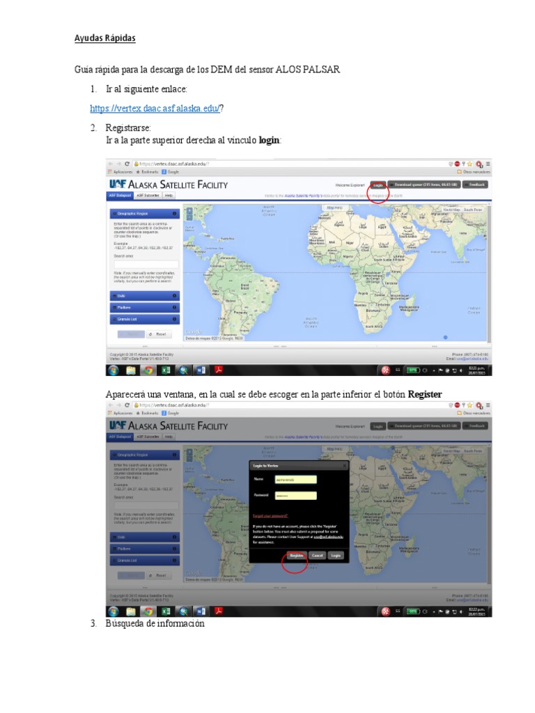 Guía Rápida para La Descarga de Los DEM Del Sensor ALOS PALSAR | PDF