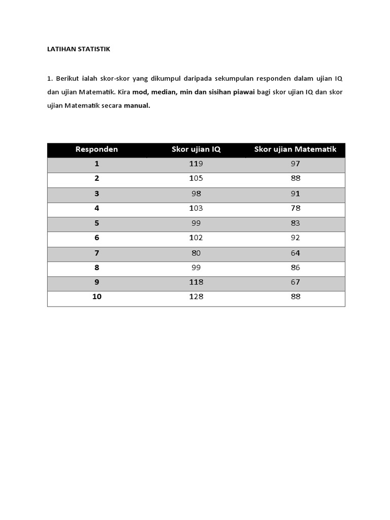 Latihan Statistik 1 | PDF