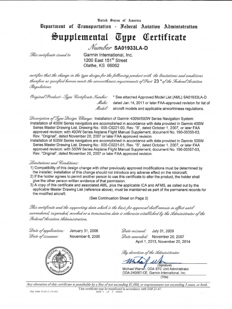 FAA STC AML Transfer Endorsement | PDF | Aviation | Transport