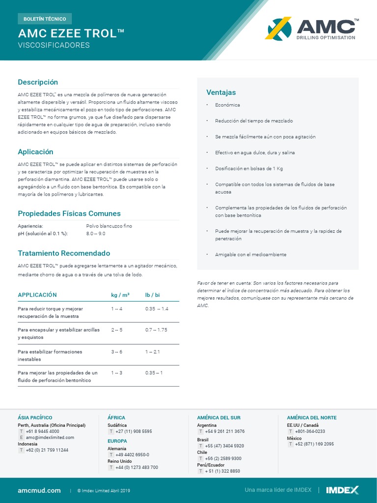 Boletin Tecnico Amc-Ezee-Trol - Es | PDF | Química | Materia suave