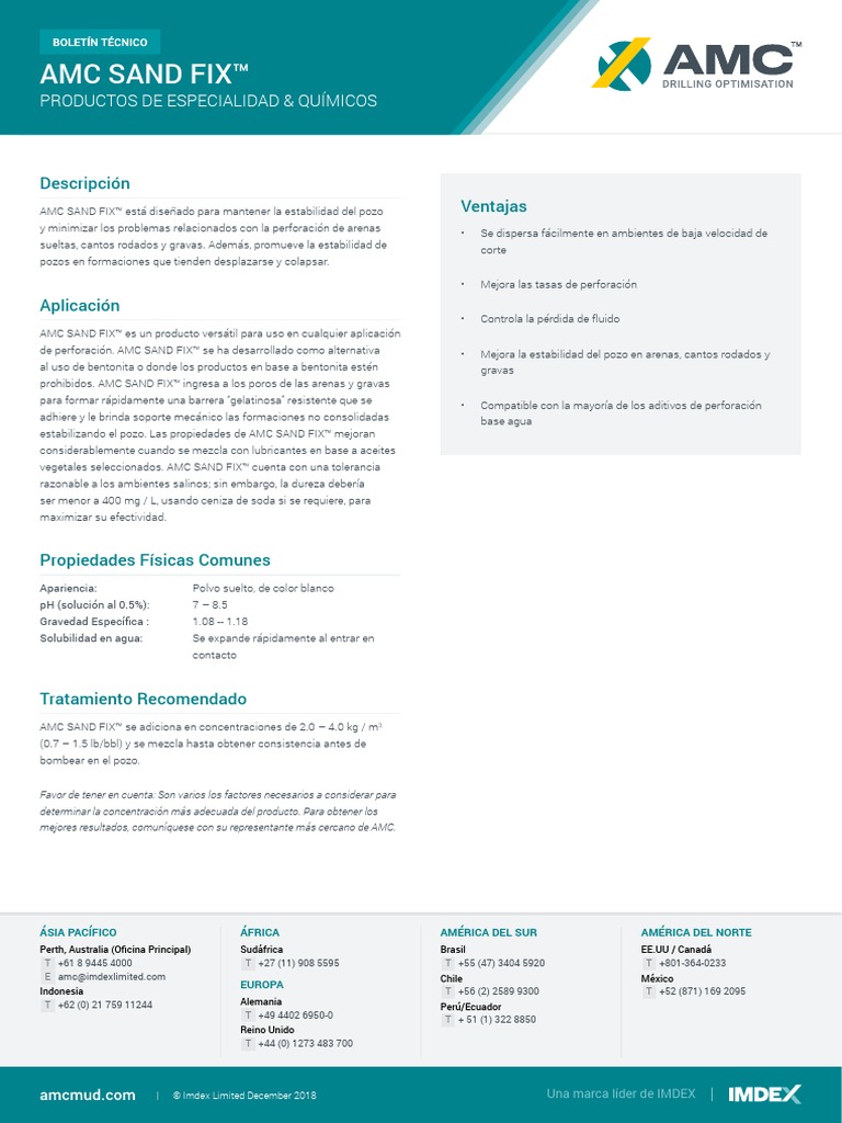 Boletin Tecnico Amc-Sand-Fix - Es | PDF | Química