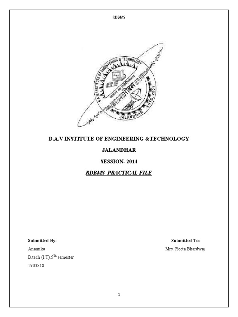 Rdbms File 2nd Sem | PDF | Relational Database | Sql
