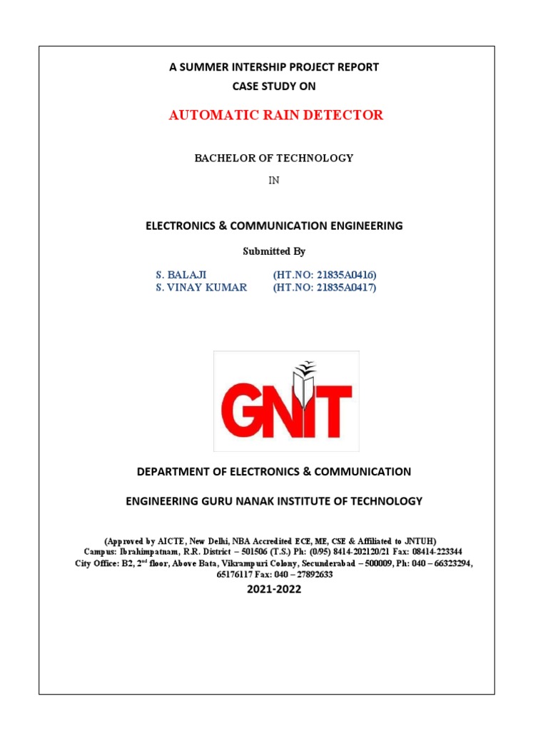 Automatic Rain Detector PDF | PDF | Capacitor | Electronic Circuits