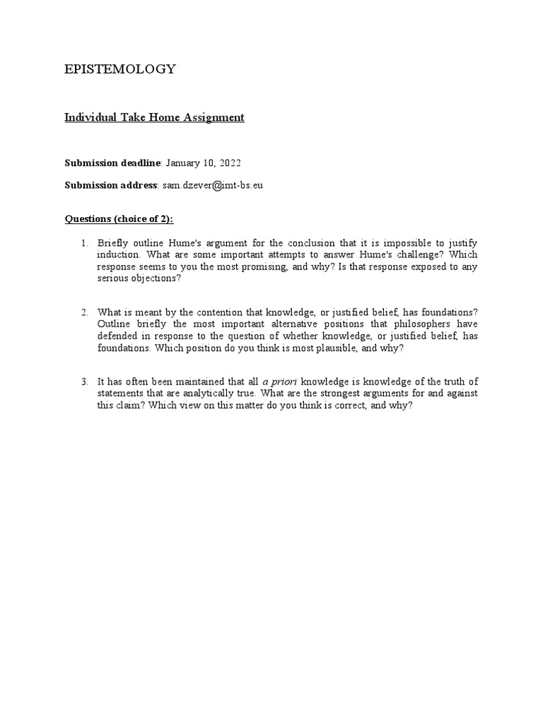 Epistemology Assignment December 2021-1 | PDF