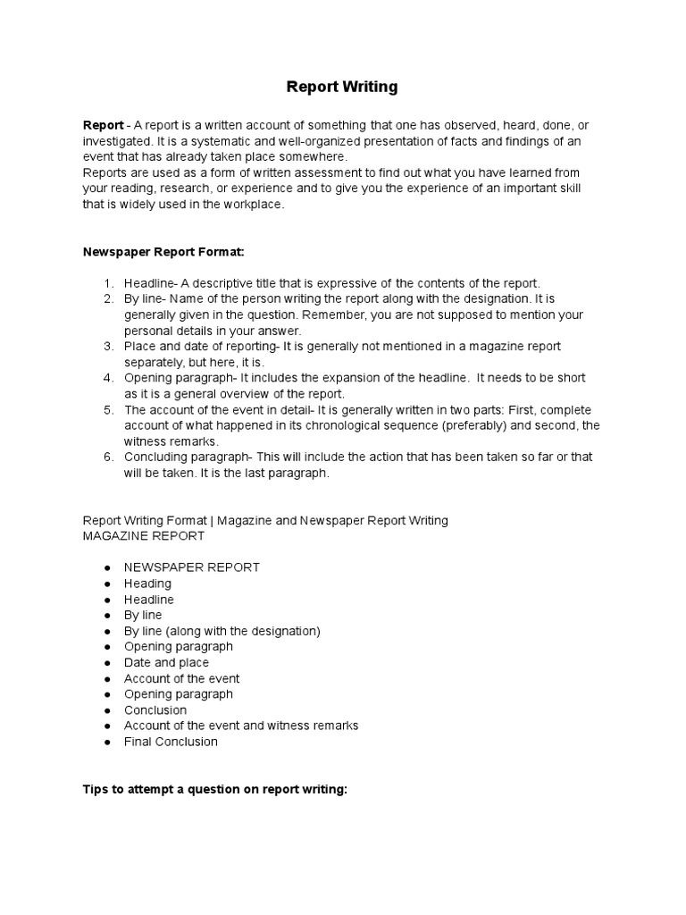 Report Writing Class 12 2021 | PDF | Human Communication | Cognitive ...